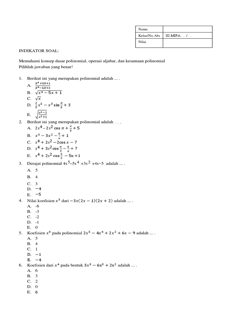 Tugas 1 Polinomial | PDF
