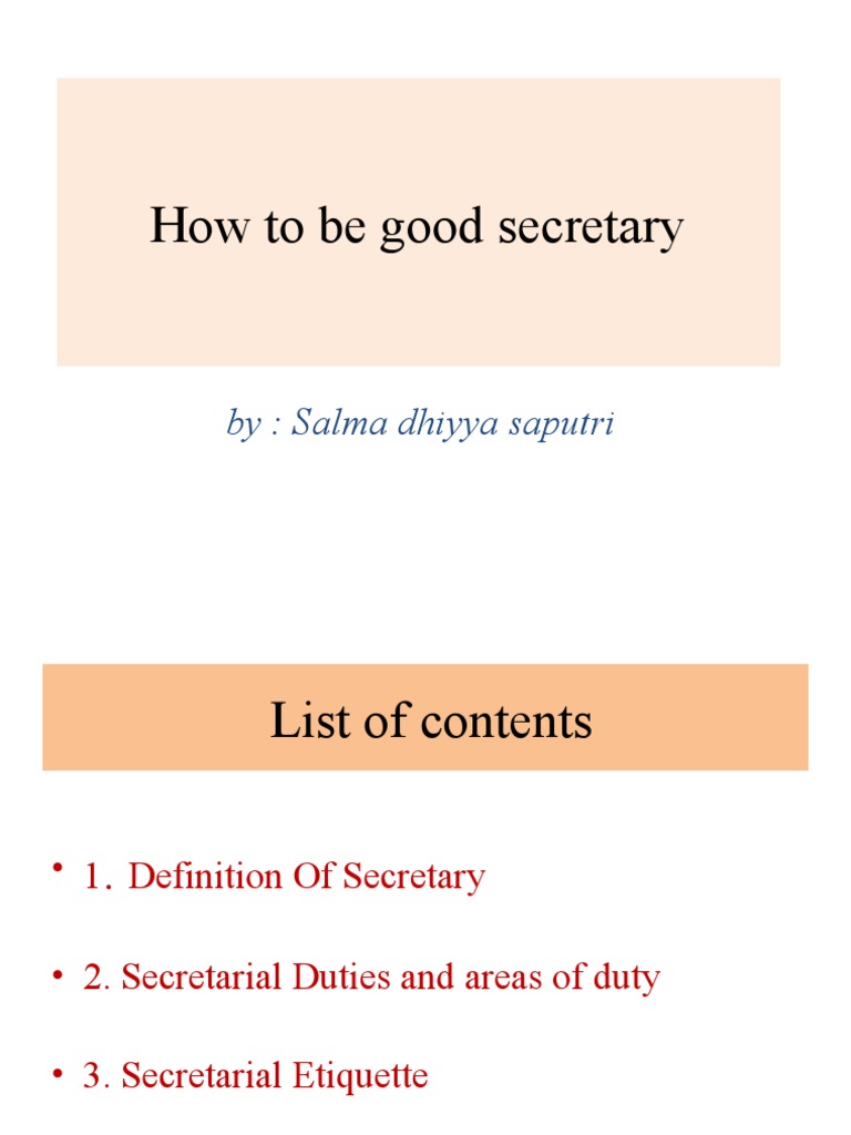 How To Be Good Secretary | PDF | Secretary | Business