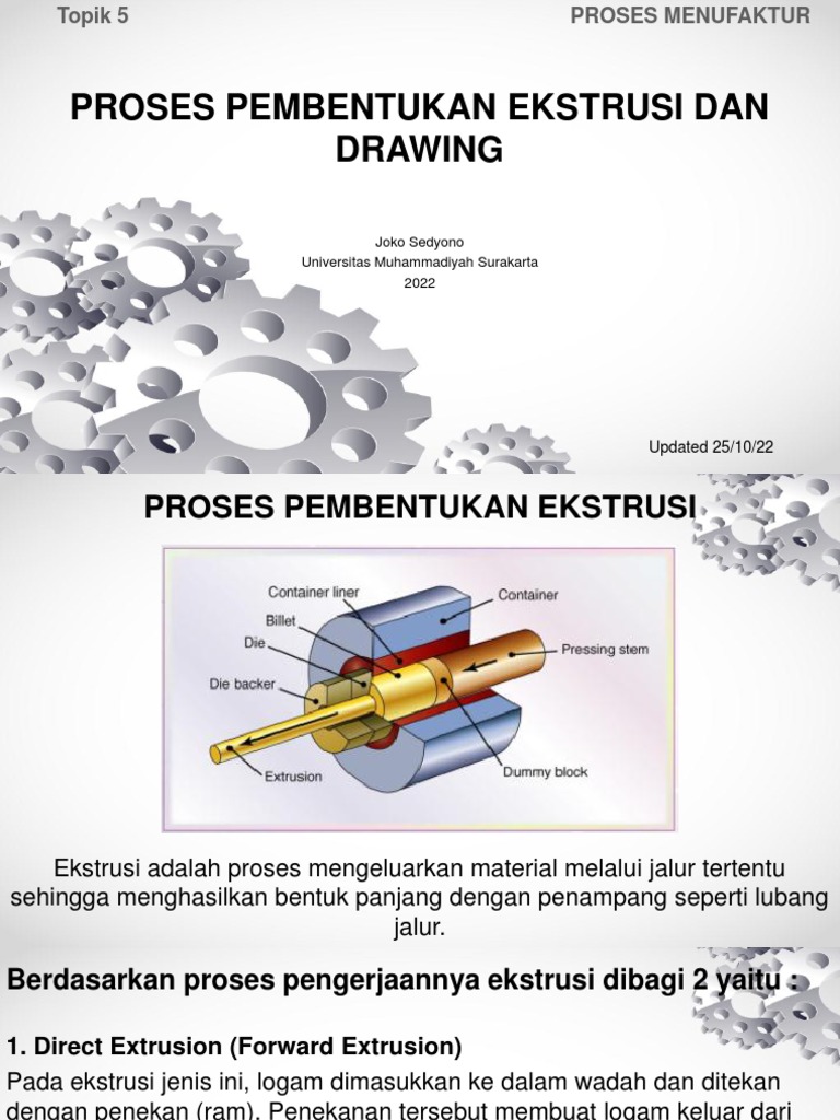 Topik 5 Proses Pembentukan Ekstrusi Dan Drawing | PDF