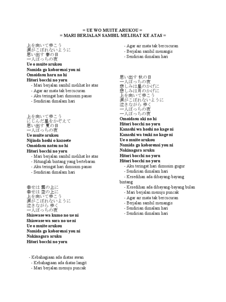 Lirik Ue Wo Muite Arukou | PDF