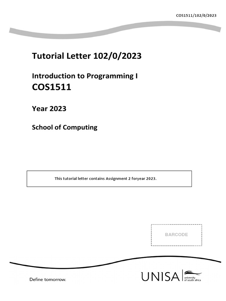 COS1511 Assignment 2 Guide 2023 | PDF