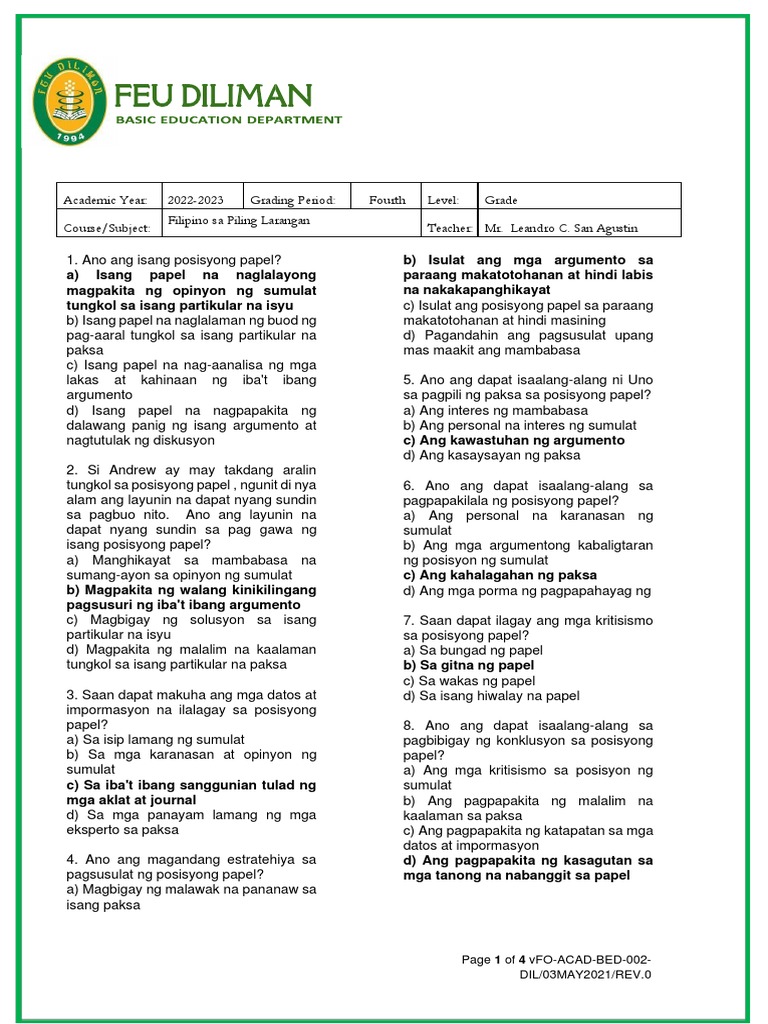 FPL Final Reviewer | PDF