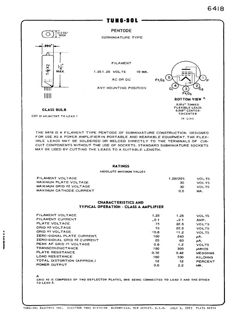 6418 - Subminiature Pentode | PDF