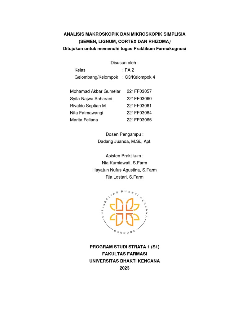 LAPORAN MODUL 5 FARMAKOGNOSI (KEL4_G3) | PDF