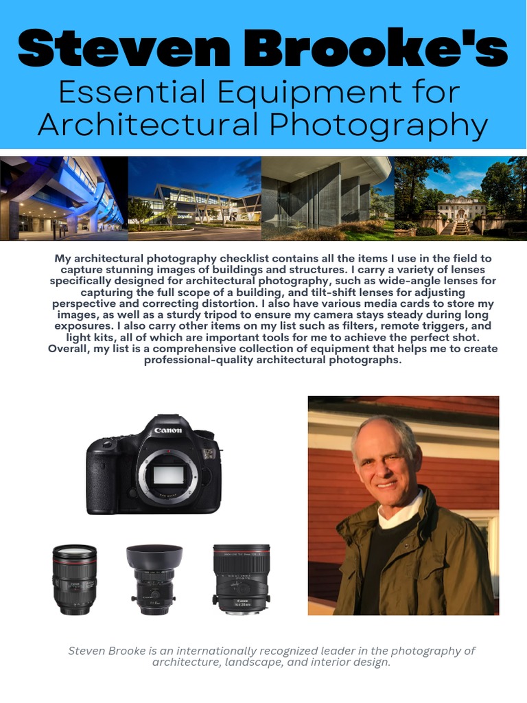 Steven Brooke's Essential Equipment For Architectural Photography | PDF