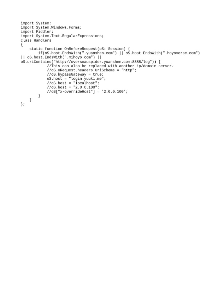 Fiddler Script 3.6 | PDF