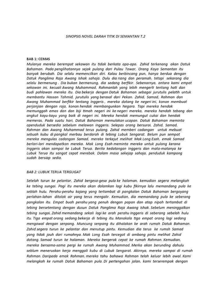 Sinopsis Novel Darah Titik Semantan T.2 | PDF