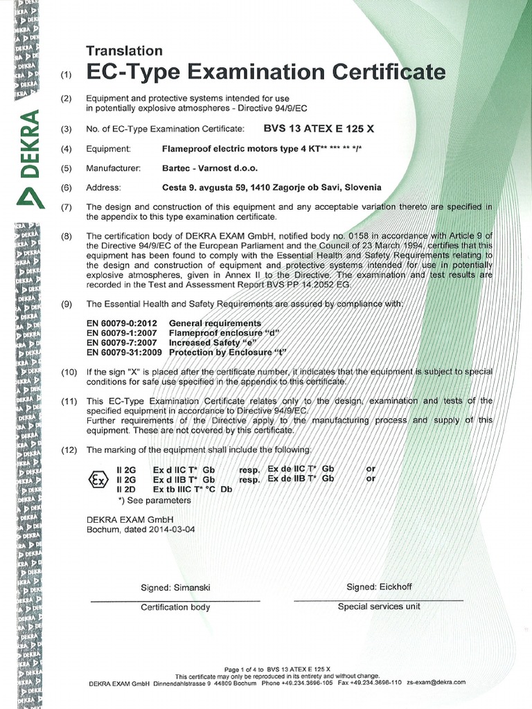 BVS 13 Atex e 125 X Eng | PDF