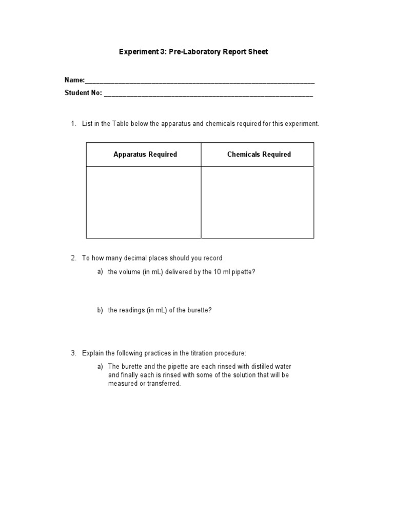 Experiment 3 Pre-Lab Report | PDF