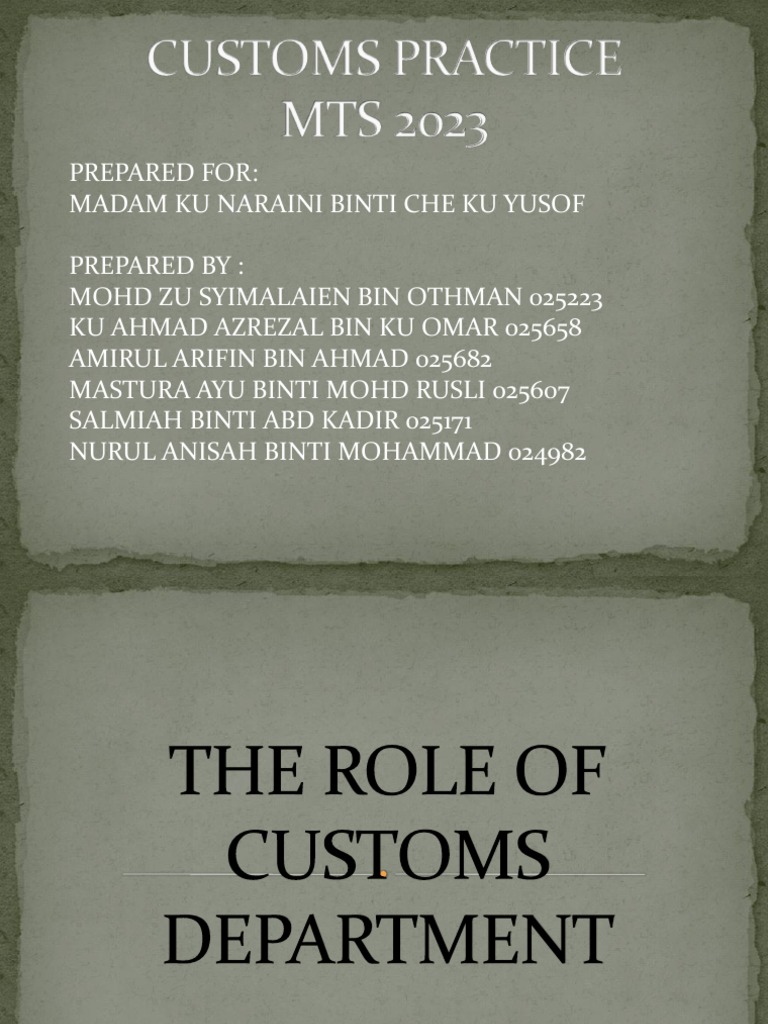 The Role of Customs Department | PDF | Customs | Audit