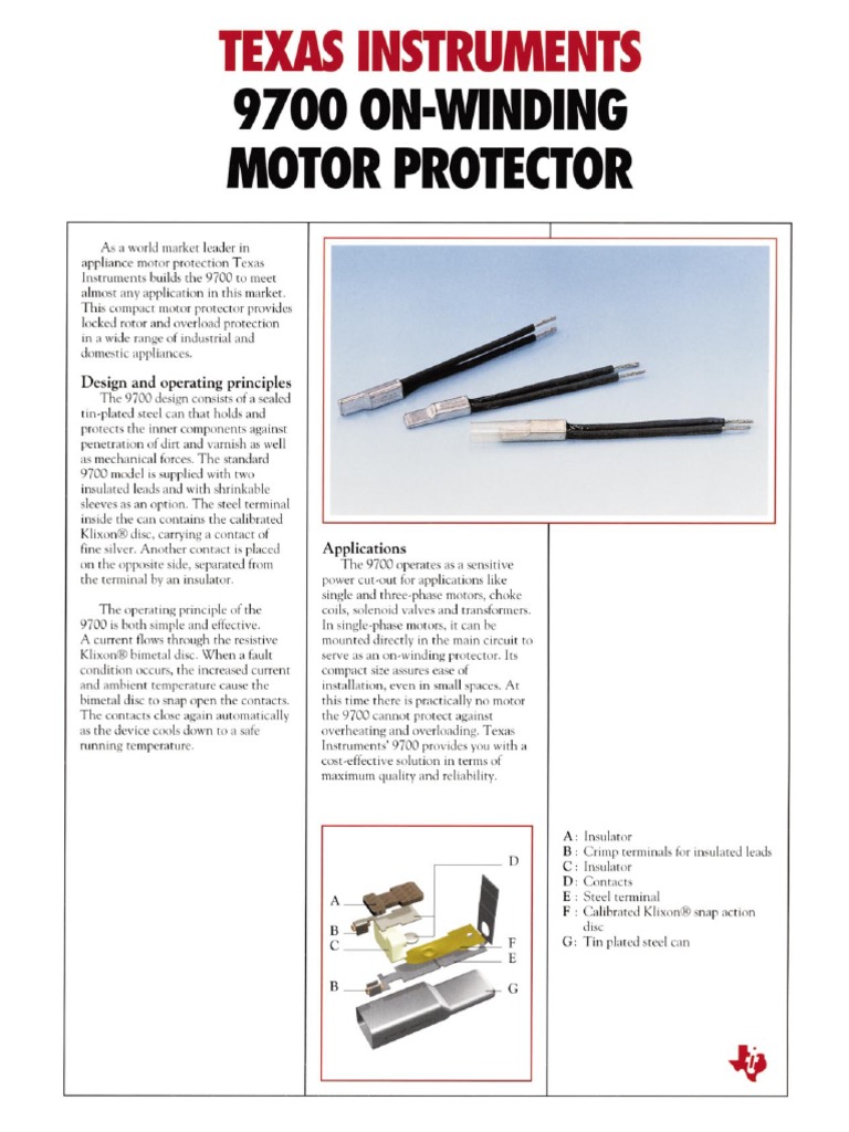 Texas-Instruments Motor-Protektor - Serie 9700 2 | PDF