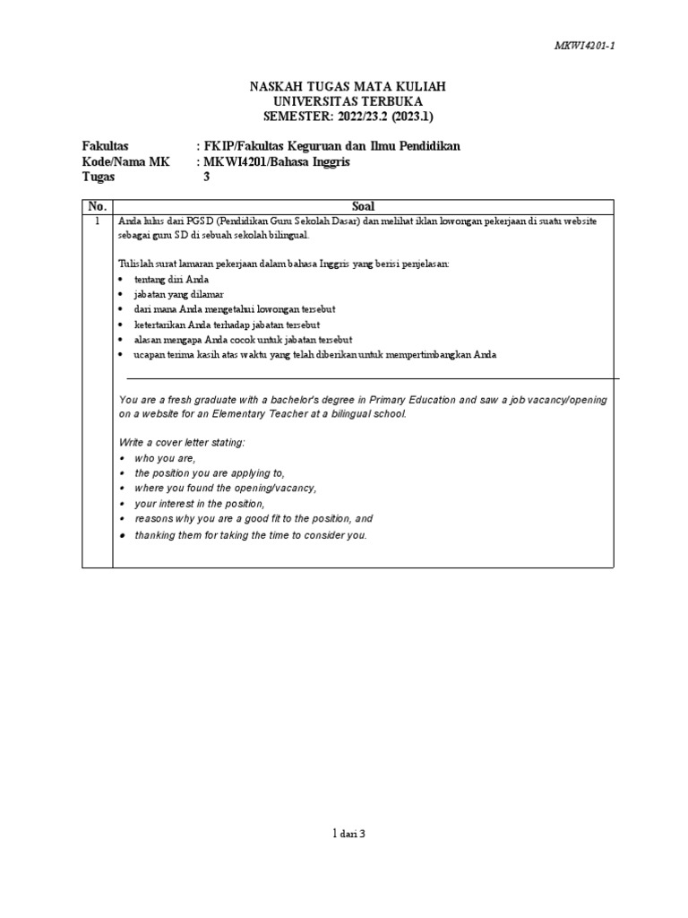 Soal Mkwi4201 tmk3 1 | PDF