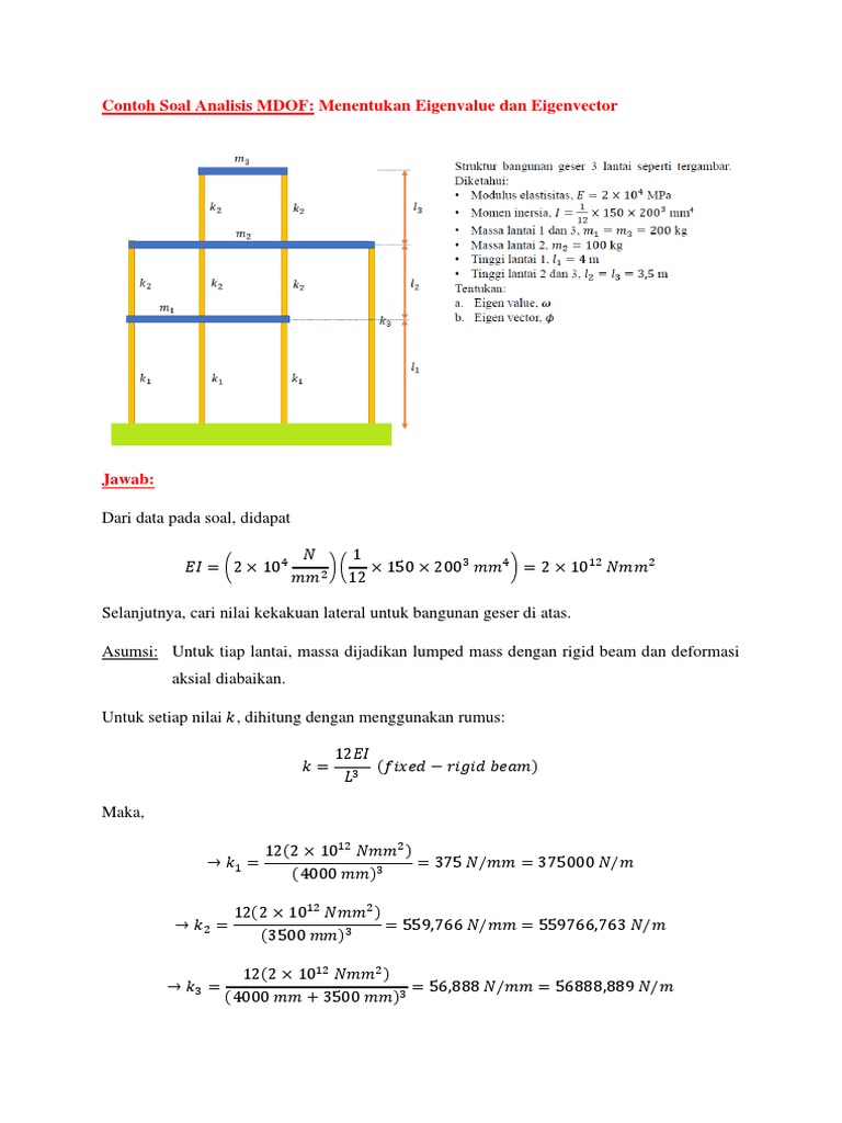 Contoh Soal MDOF Rev | PDF | Metode & Bahan Ajar | Teknologi & Rekayasa
