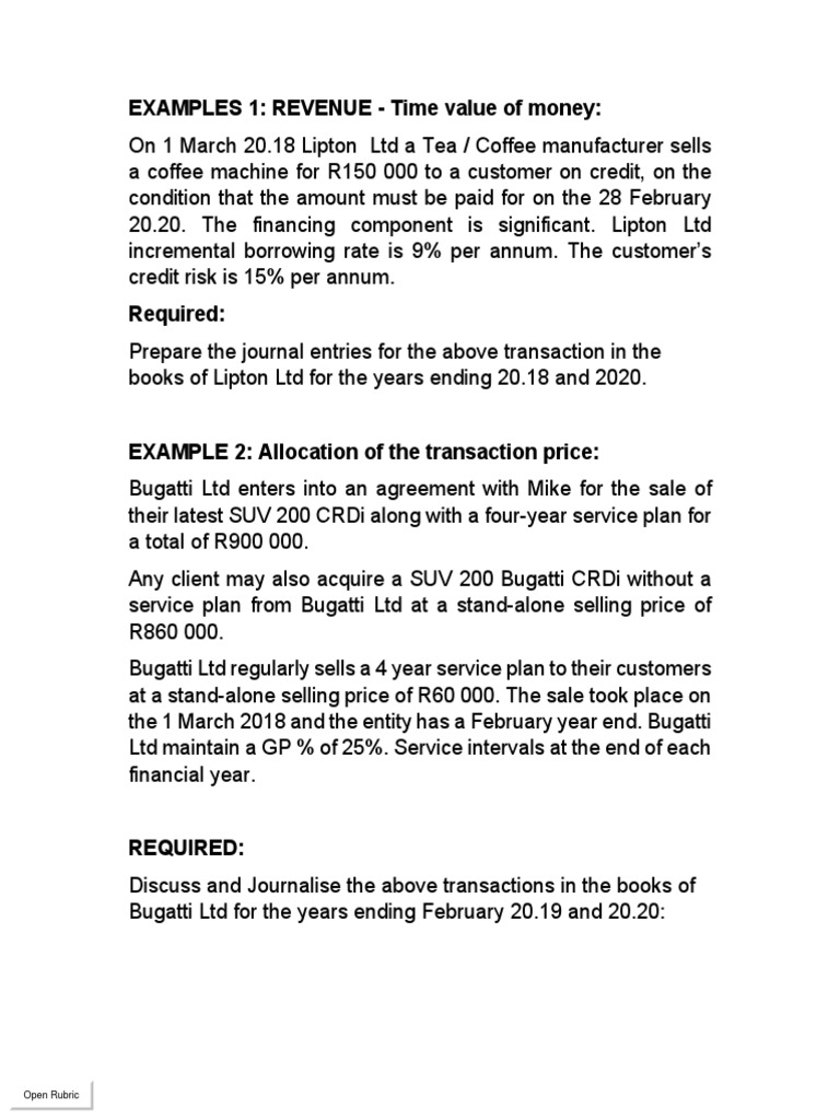 Revenue EXAMPLES 1 | PDF