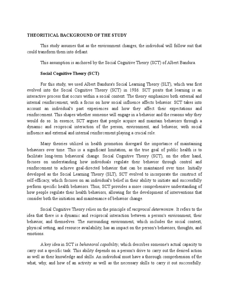 Theoritical Background of The Study | PDF | Behavior | Self Efficacy