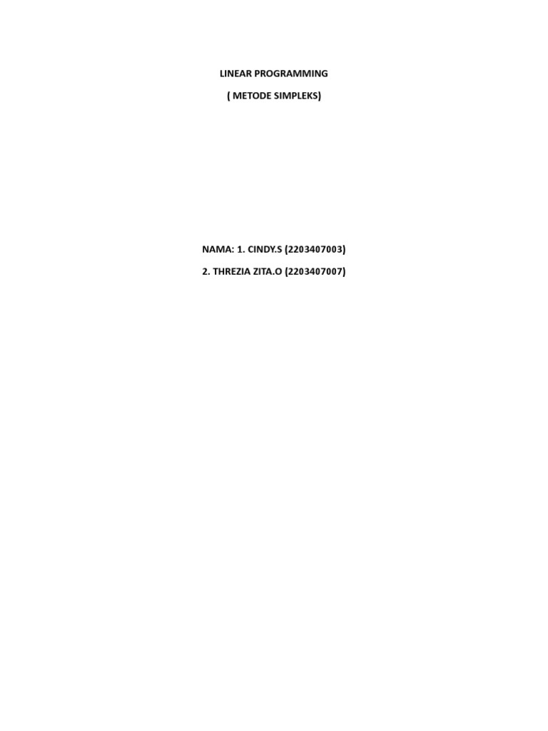 Linear Programming | PDF