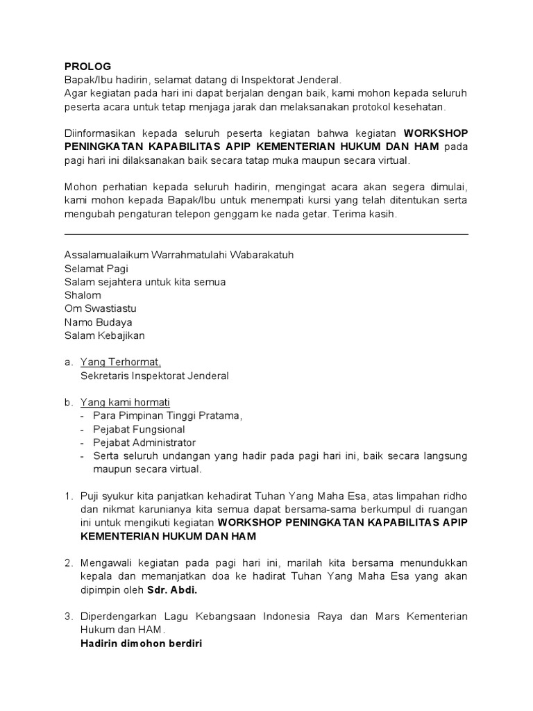 Teks MC Workshop Kode Etik | PDF | Karier & Perkembangan | Komputer