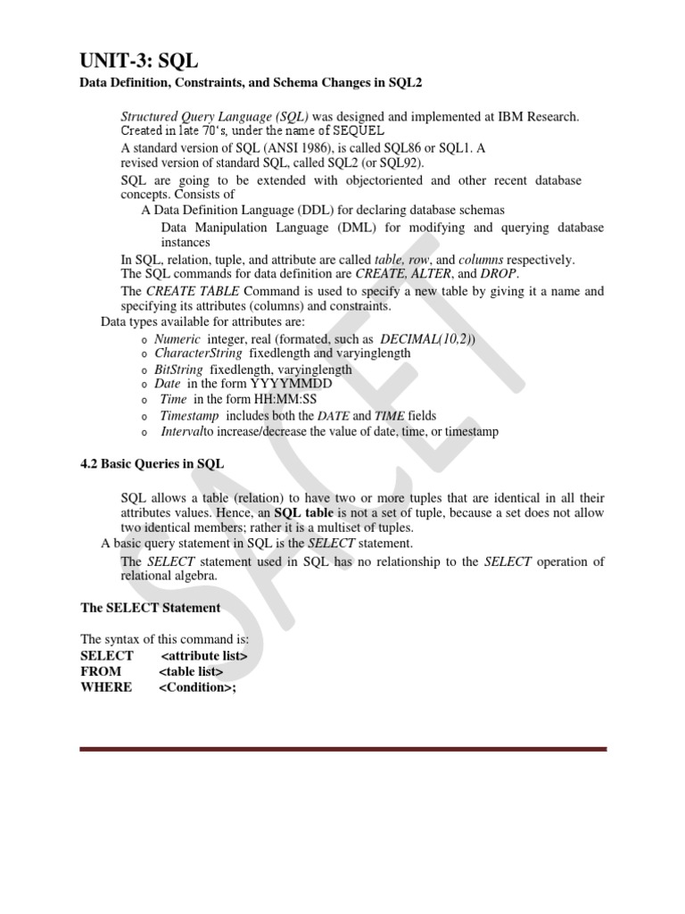 Unit 3 | PDF | Sql | Databases