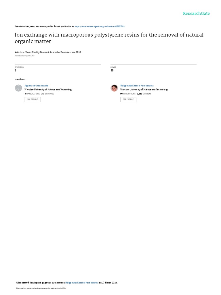 Ion Exchange With Macroporous Polystyrene Resins F | PDF