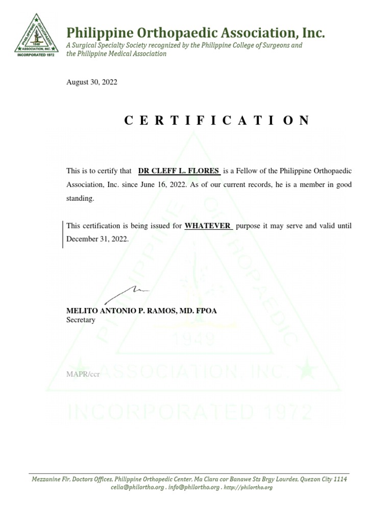 POA Template Flores, Cleff Aug 30, 2022 | PDF