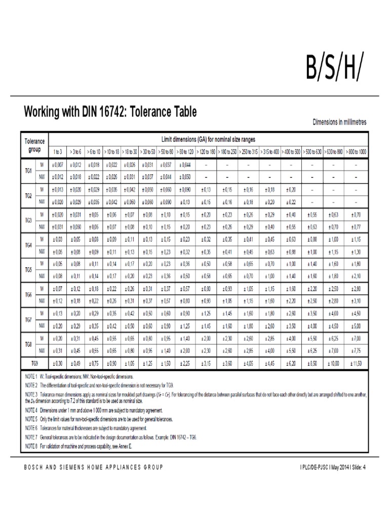 DIN 16742 - Determination of Plastic Moulded Parts - Tolerances | PDF ...