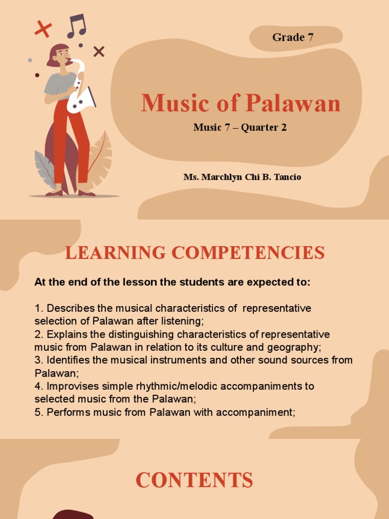 Music of Palawan-Quarter 2 | PDF | Musical Instruments | Music Technology