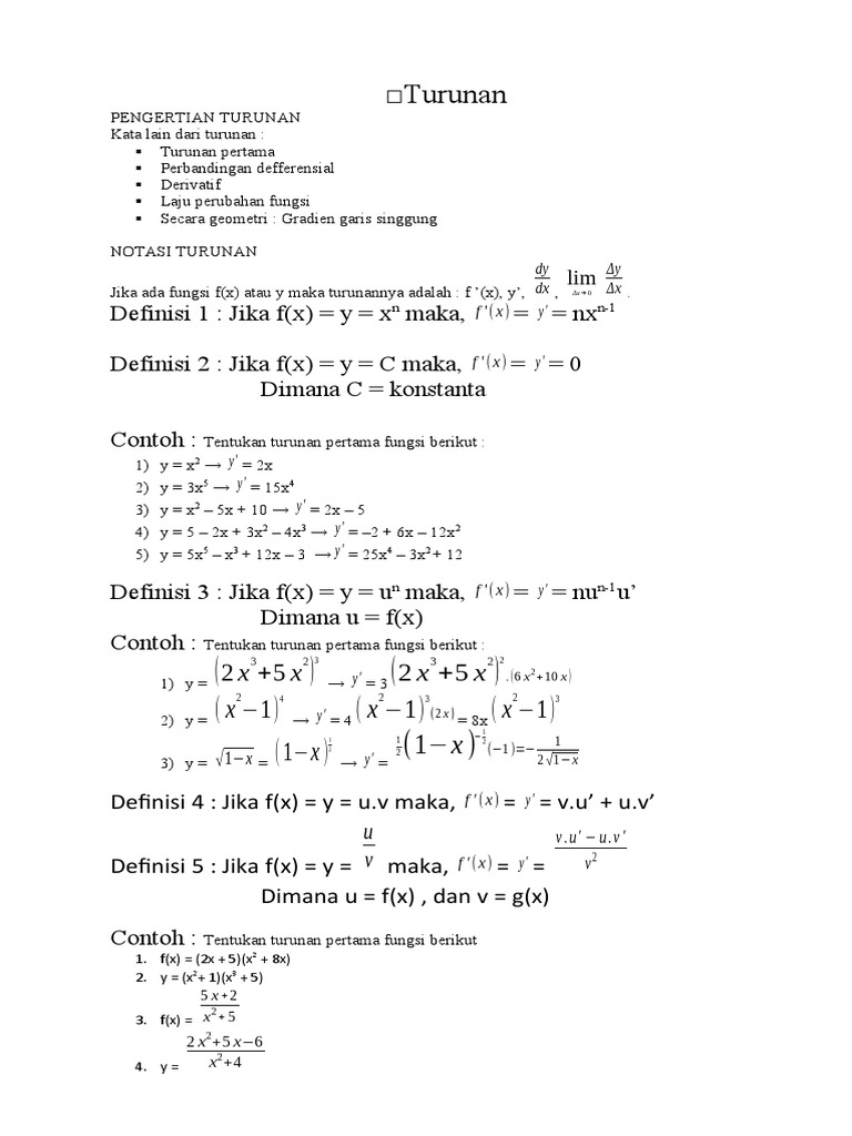 Turunan Singkat | PDF