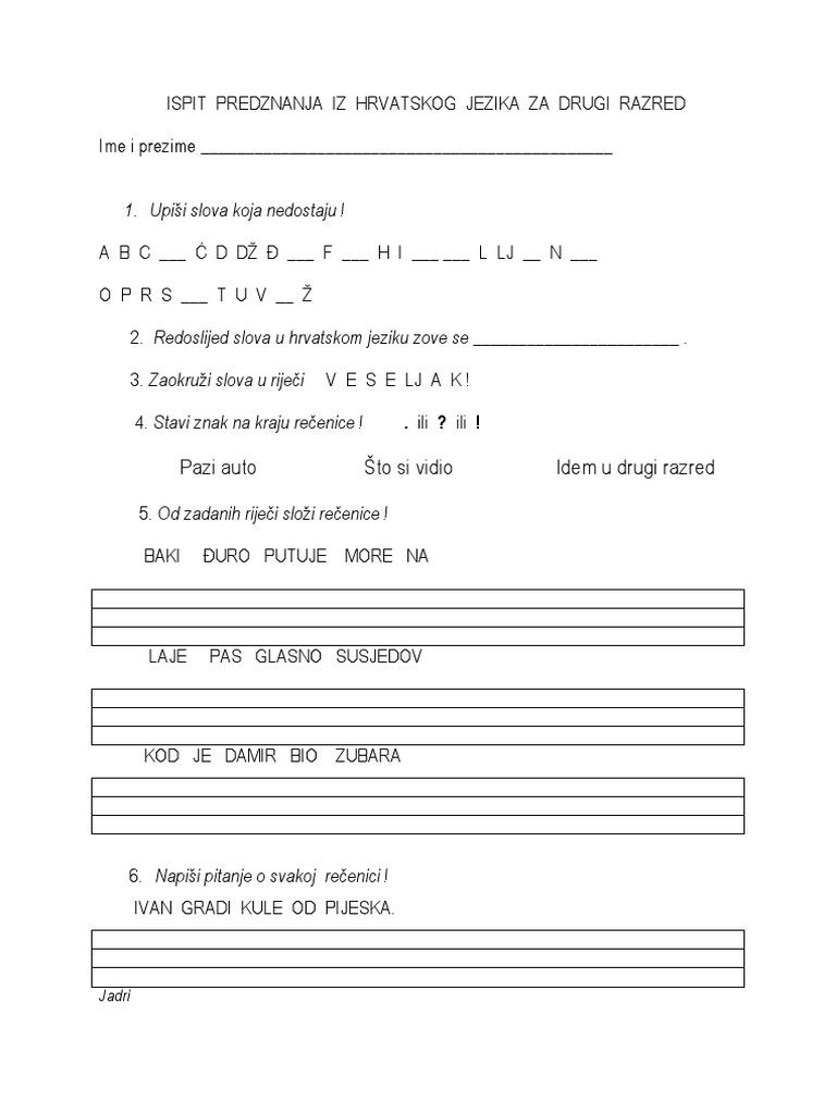 Ispit Predznanja Iz Hj2.r.jadrilvgalda | PDF