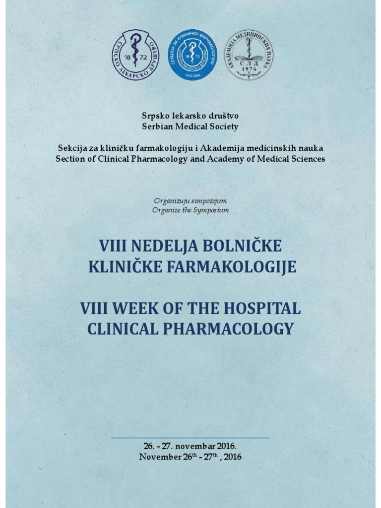 Viii Nedelja Bolni Ke Klini Ke Farmakologije Viii Week of The Hospital Clinical Pharmacology | PDF