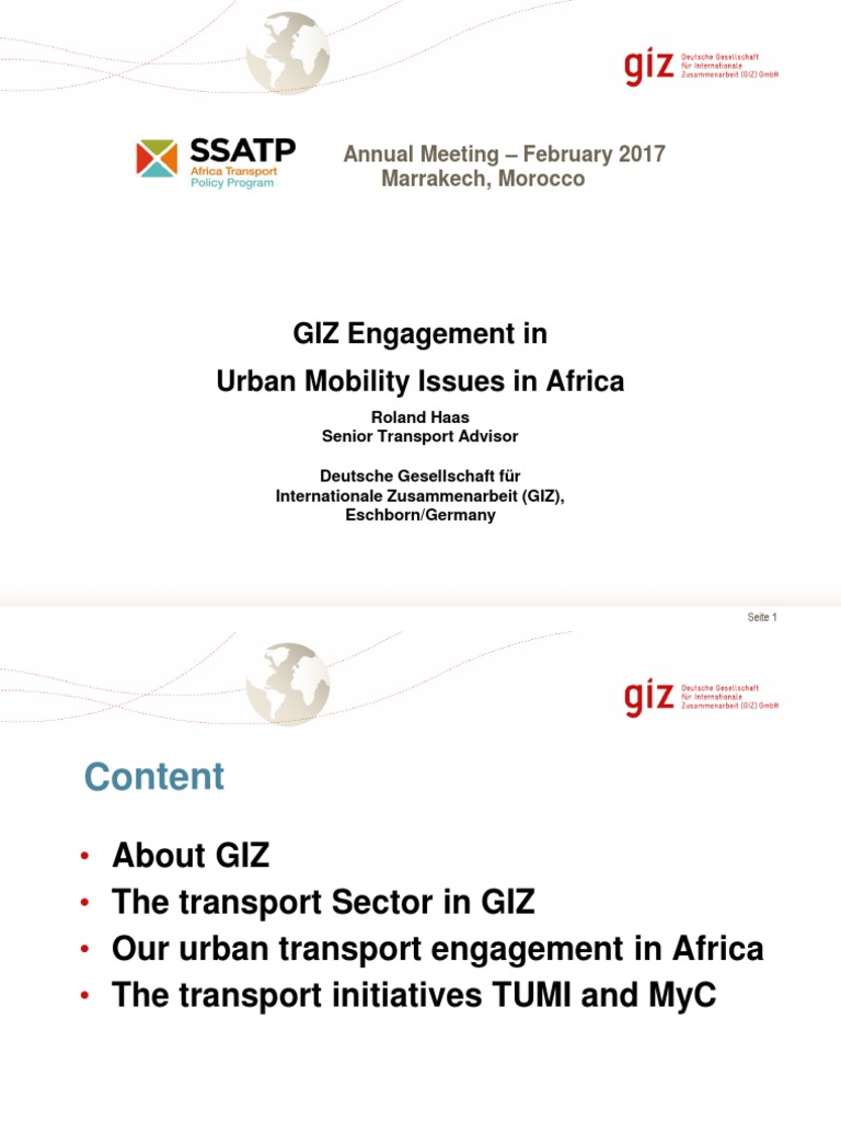 GIZ Engagement in Urban Mobility in Africa - EN | PDF | Economies ...
