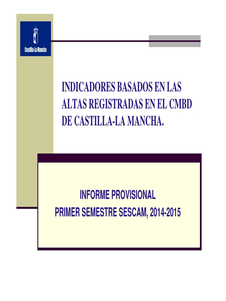 M. Cálculo Indicadores CMBD Sescam - 2T - 1415 | PDF | Hospital
