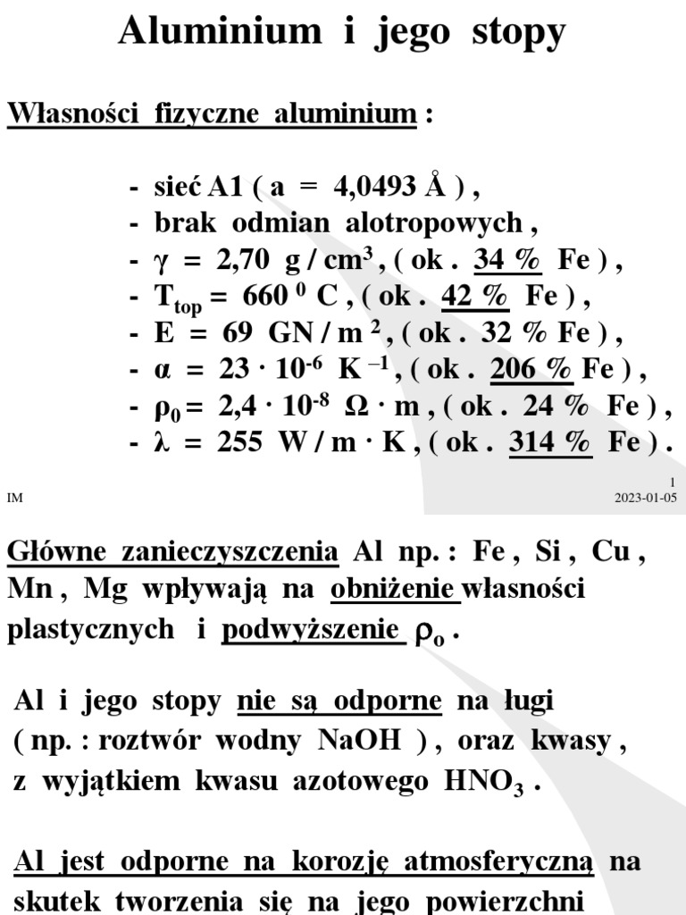 W16 Aluminium I Jego Stopy | PDF