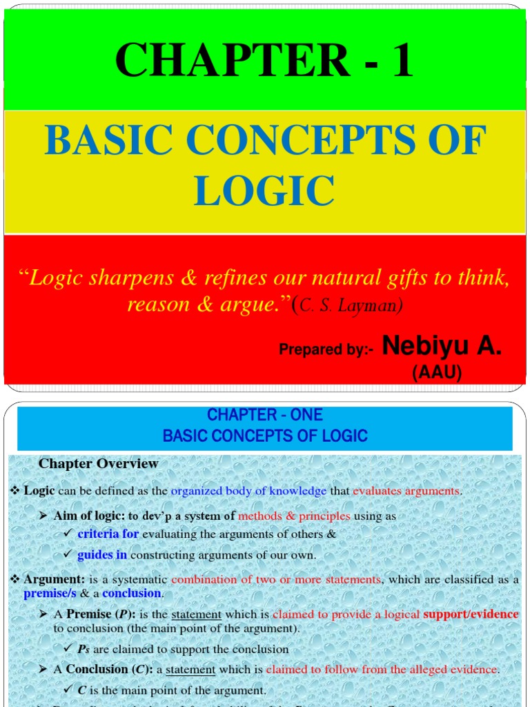 Teaching Note For PHIL 101 CHAPTER 2 Basic Concepts of Logic | PDF ... Teaching Note For PHIL 101 CHAPTER 2 Basic Concepts of Logic | PDF ...