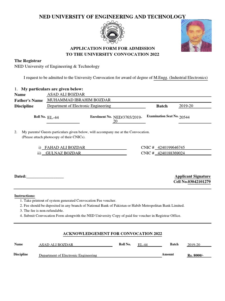 Convocation Form Pdf
