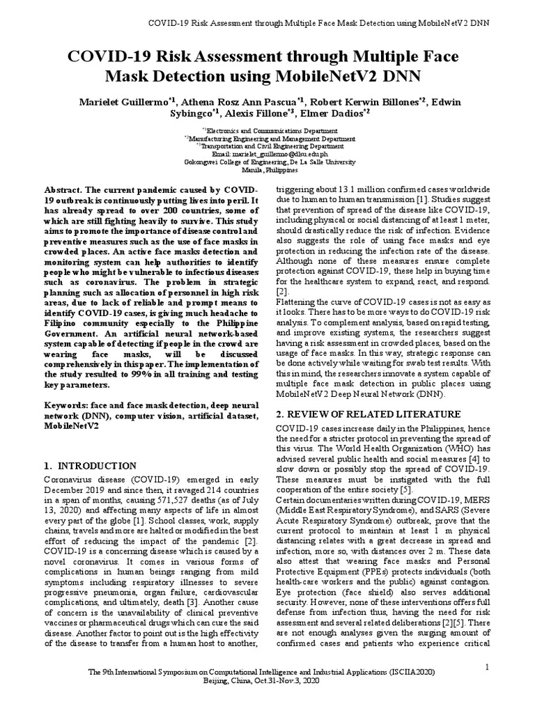Covid-19 Risk Assessment Through Multiple Face Mask Detection Using ...