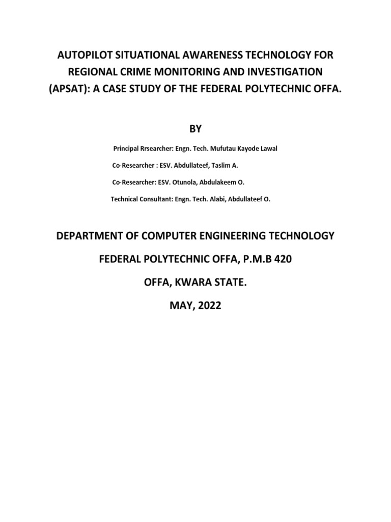 APSAT Crime Monitoring Study | PDF | Science & Mathematics | Technology ...