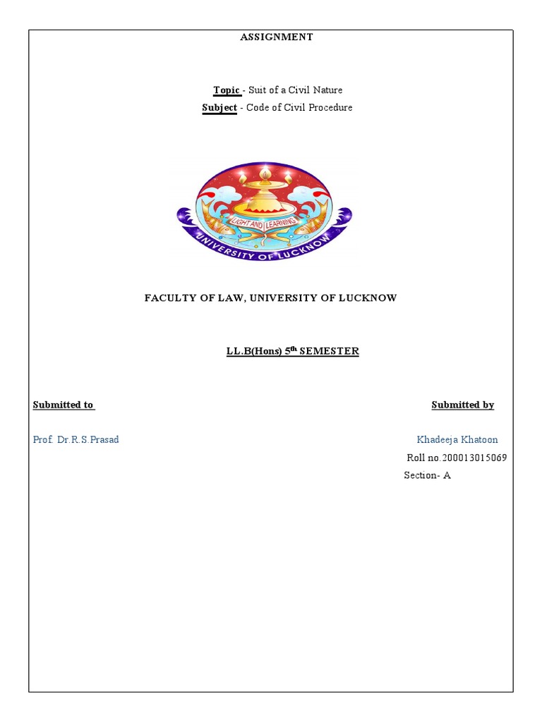 CPC Assignment 5th Sem New | PDF | Jurisdiction | Lawsuit