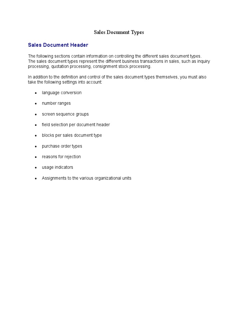 Sales Document Types | PDF