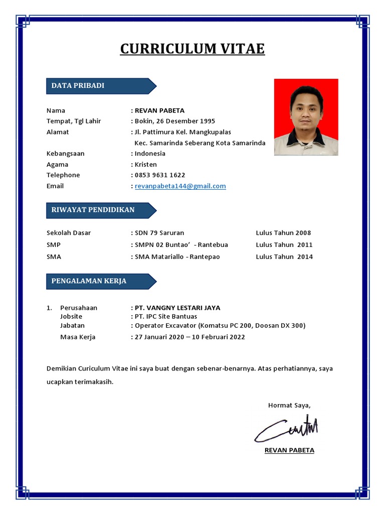 CV Tambang - Revan Pebeta | PDF