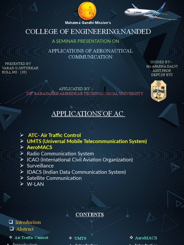 College of Engineering, Nanded: Applications of Aeronautical Communication | PDF | Air Traffic ...