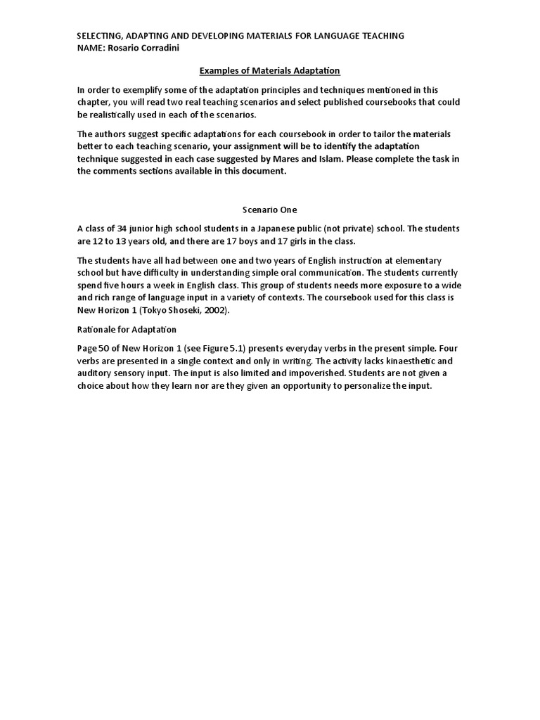 Examples of Materials Adaptation | PDF | Language Education | English ...