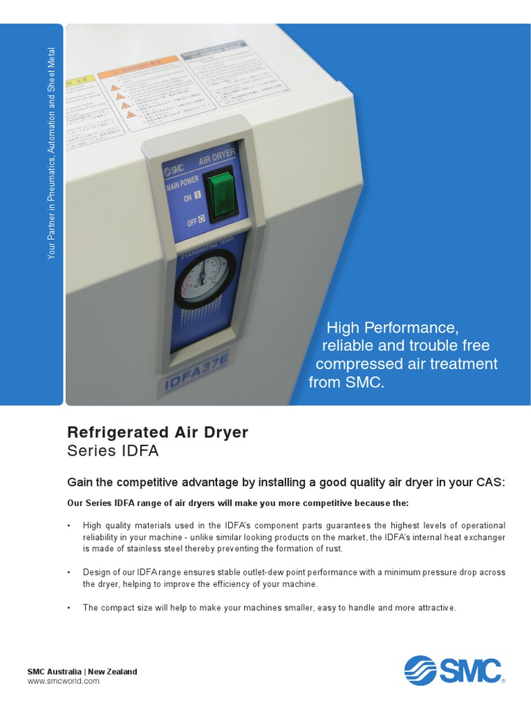 SMC IDFA Series Dryers Datasheet 1 | PDF | Heat Exchanger | Materials