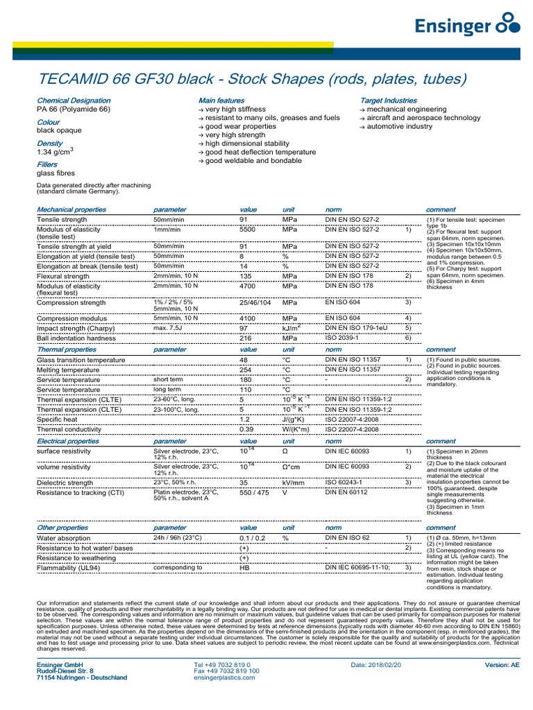 TECAMID 66 GF30 Black 0 | PDF | Strength Of Materials | Ultimate ...