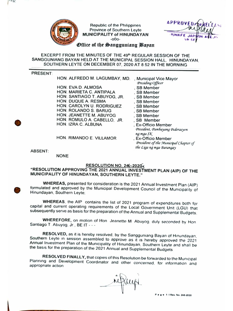 2021 AIP Approved Resolution | PDF