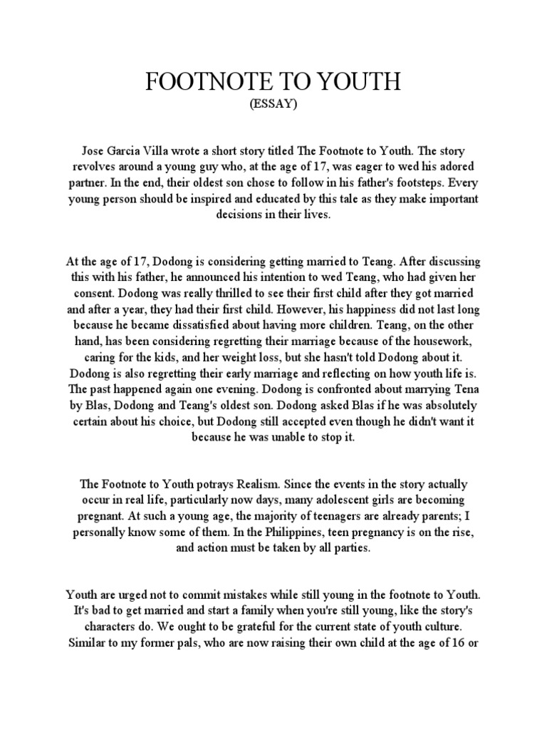 FOOTNOTE TO YOUTH Essay | PDF FOOTNOTE TO YOUTH Essay | PDF