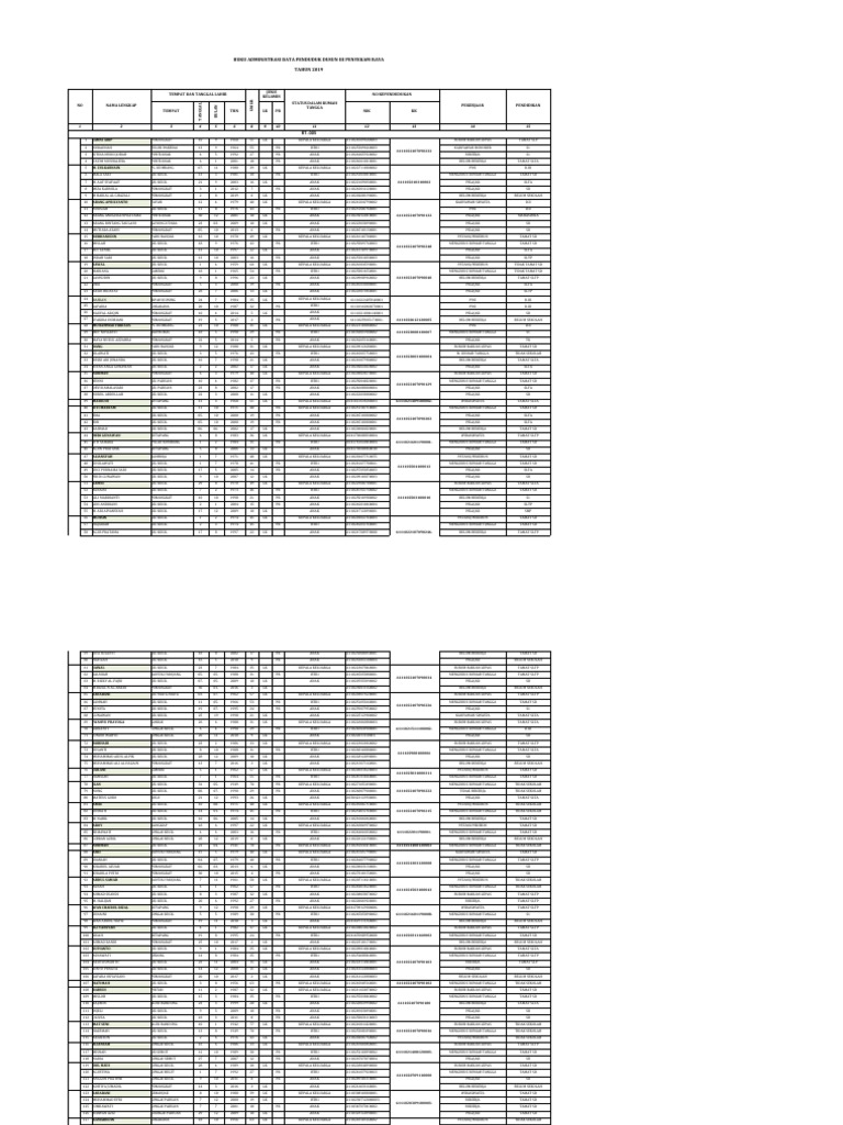 Data Balita Dusun Penyekam | PDF