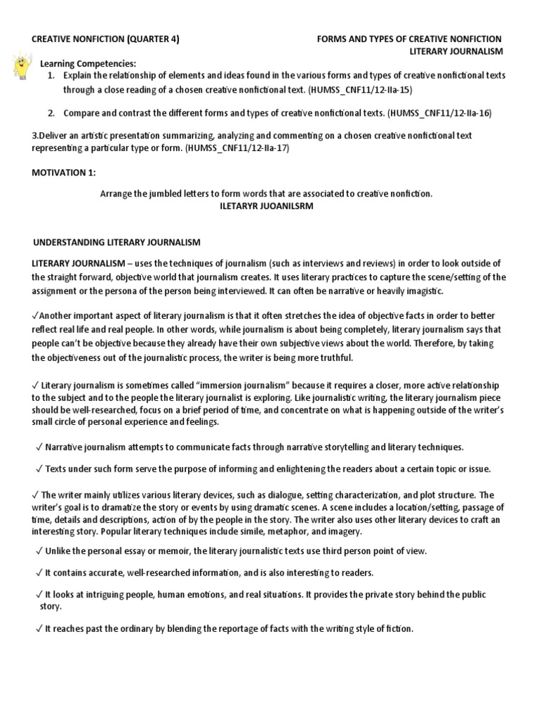 Understanding Literary Journalism | PDF | Creative Nonfiction | Essays