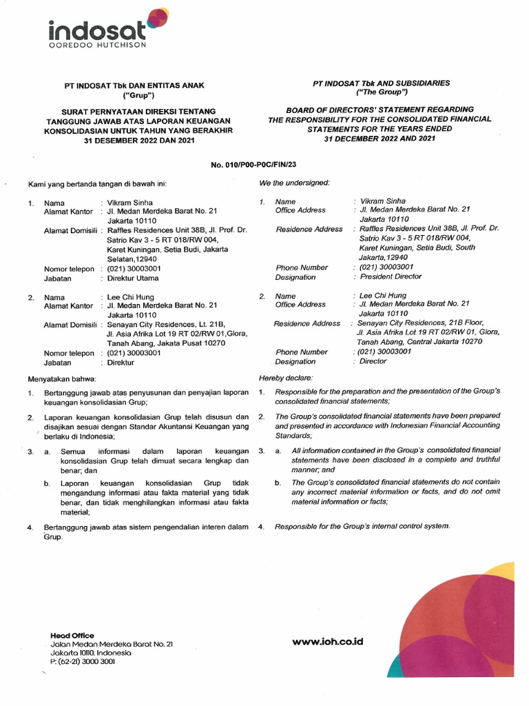 DEC 2022 - IOH BOD Statement of Responsibility | PDF