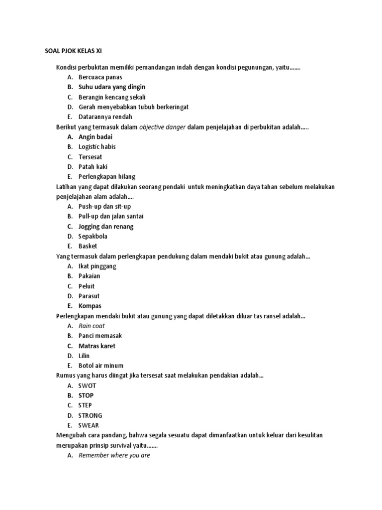 Soal PAT Genap CBT PJOK XI 22-23 | PDF | Kesehatan Holistik