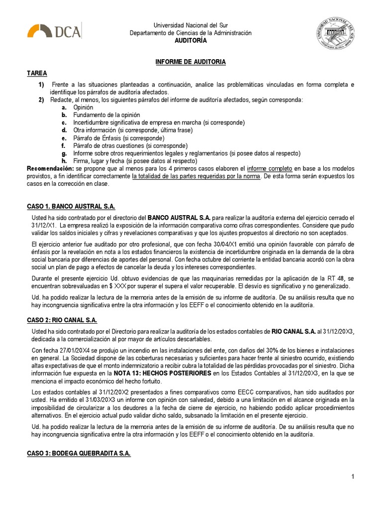 TP Informe 2022 - Enunciado | PDF | Auditoría | Estado financiero